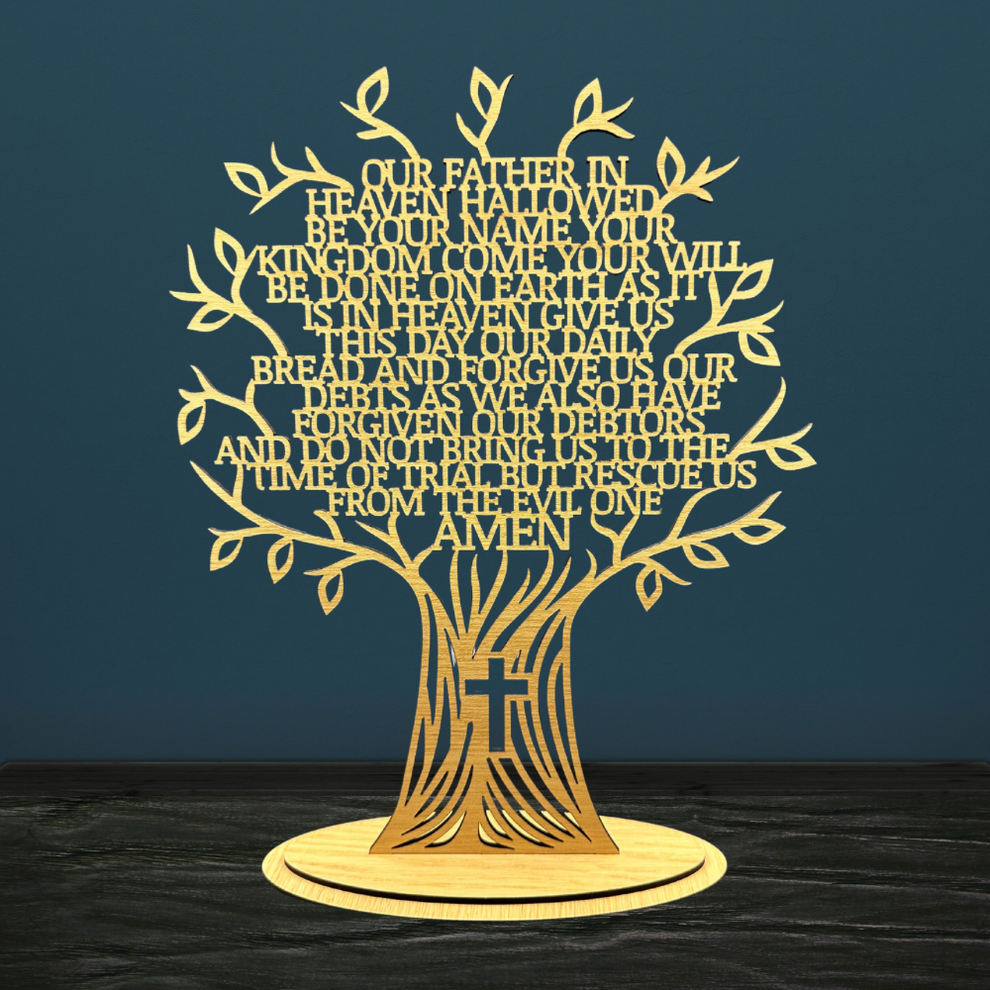 Lord’s Prayer Tree of Life – Wooden Christian Decor – Kore Laser Co.